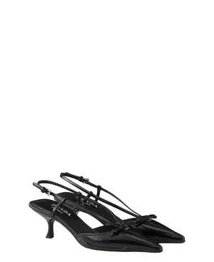 Prada Brushed Leather Slingback Pumps - Black