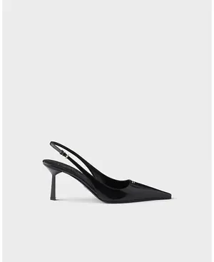 Prada Brushed Leather Slingback Pumps - Black