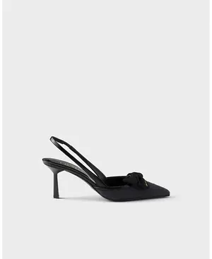 Prada Fabric Slingback Pumps With Bow Detailing - Grey