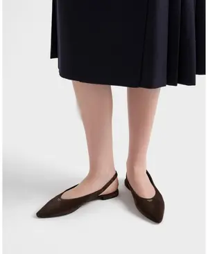 Prada Suede Ballerina Flats With Screenprinted Logo - Brown