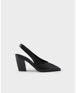 Prada Leather Slingback Pumps - Black