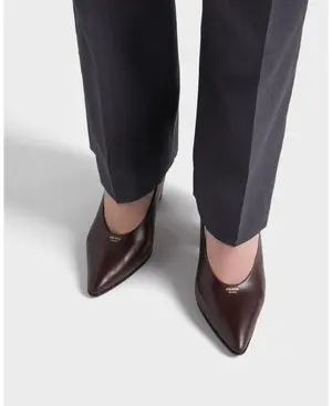 Prada Leather Pointed-toe Slingback Pumps - Brown