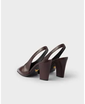 Prada Leather Pointed-toe Slingback Pumps - Brown