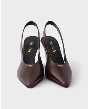 Prada Leather Pointed-toe Slingback Pumps - Brown