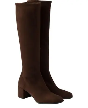 Prada Stretch Suede Boots - Brown