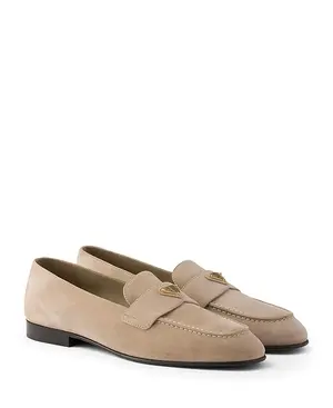 Prada Suede Loafers With Enameled Triangle Logo - Cord
