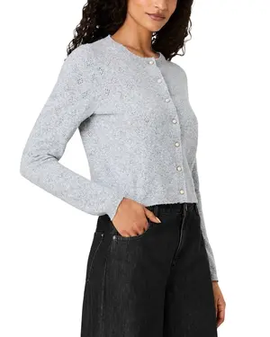 French Connection Dakota Pointelle Knit Cardigan - Medium Heather