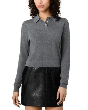 French Connection Nola Knit Polo Top - Dark Grey