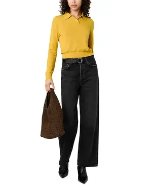 French Connection Nola Knit Polo Top - Deep Marigold