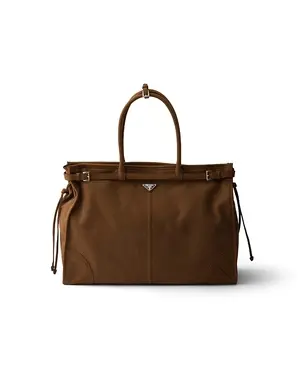 Prada Bonnie Nubuck Leather Tote Bag - Brown
