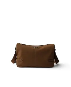 Prada Nubuck Leather Shoulder Bag - Brown