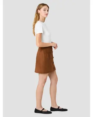 French Connection Faux Suede Button-front Skirt - Tan