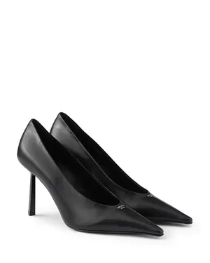 Prada Pointed-toe Leather Pumps - Black