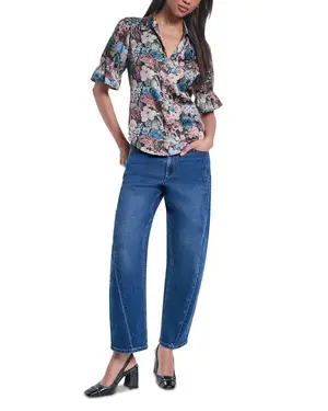 Karl Lagerfeld Paris Brocade Print Collared Top