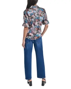 Karl Lagerfeld Paris Brocade Print Collared Top