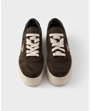 Prada Downtown Bold Re-nylon And Suede Sneakers