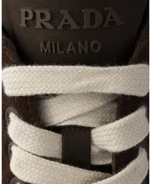 Prada Downtown Bold Re-nylon And Suede Sneakers