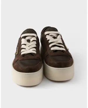 Prada Downtown Bold Re-nylon And Suede Sneakers