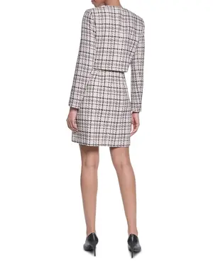 Karl Lagerfeld Paris Tweed Plaid Button-front Jacket