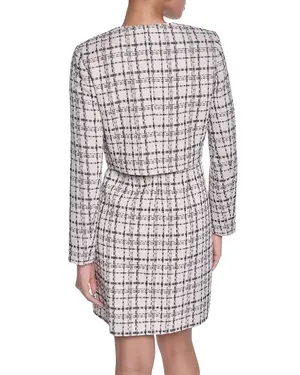 Karl Lagerfeld Paris Tweed Plaid Button-front Jacket