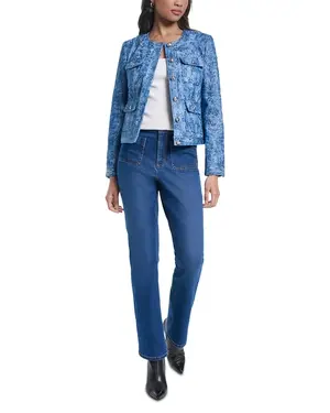Karl Lagerfeld Paris Sequin Denim Collarless Jacket