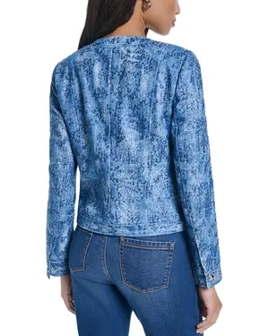 Karl Lagerfeld Paris Sequin Denim Collarless Jacket