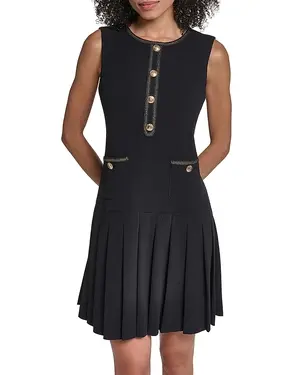 Karl Lagerfeld Paris Pleated Drop Waist Dress