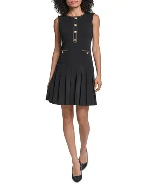 Karl Lagerfeld Paris Pleated Drop Waist Dress