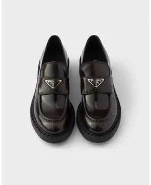 Prada Chocolate Brushed Leather Loafers