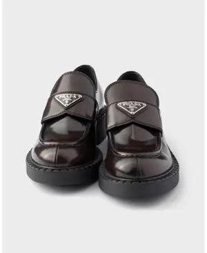 Prada Chocolate Brushed Leather Loafers
