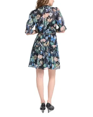 Karl Lagerfeld Paris Metallic Crinkle Button Down Dress