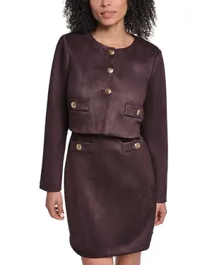 Karl Lagerfeld Paris Cropped Faux Suede Jacket