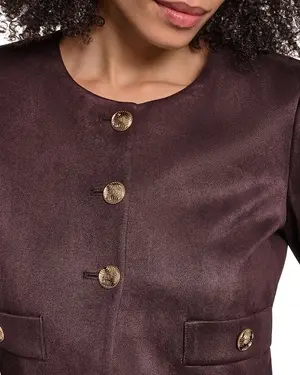 Karl Lagerfeld Paris Cropped Faux Suede Jacket