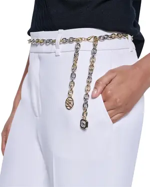 Karl Lagerfeld Paris Tailored Chain Belt Trousers - Soft White