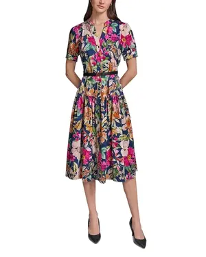 Karl Lagerfeld Paris Belted Button Front Dress