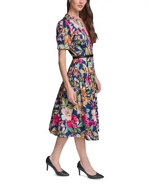 Karl Lagerfeld Paris Belted Button Front Dress