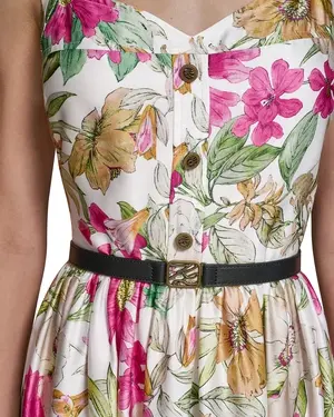 Karl Lagerfeld Paris Floral Print Belted Dress