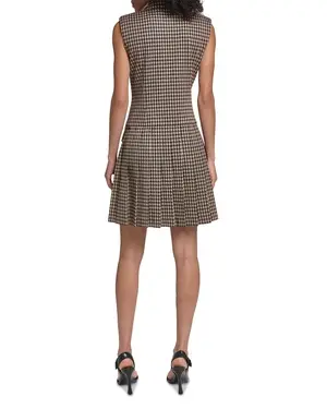 Karl Lagerfeld Paris Sleeveless Double Breasted Plaid Blazer Dress
