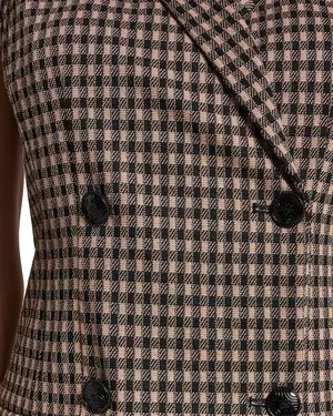 Karl Lagerfeld Paris Sleeveless Double Breasted Plaid Blazer Dress