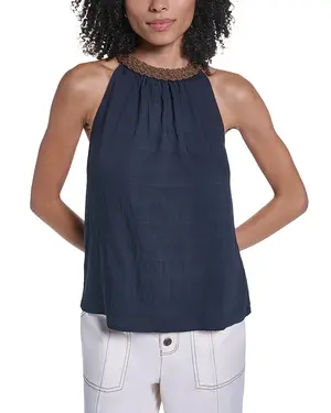 Karl Lagerfeld Paris Embellished Halter Top - Midnight