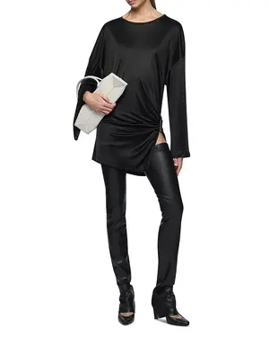 Attico Draped Viscose Mini Dress - Black