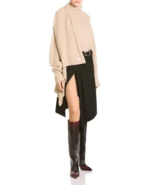 Attico Wool Attached Scarf Sweater