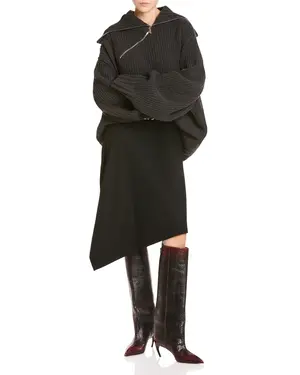 Attico Oversized Asymmetric Zip Wool & Cashmere Sweater