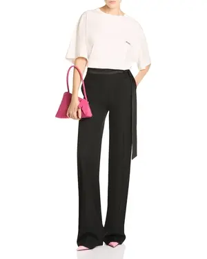 Attico Wrap Waist Wool Tuxedo Pants