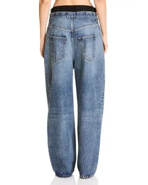 Attico Layered Waist Wide Leg Jeans