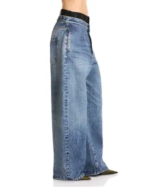 Attico Layered Waist Wide Leg Jeans