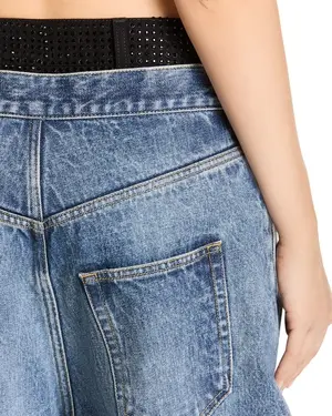 Attico Layered Waist Wide Leg Jeans