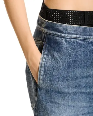 Attico Layered Waist Wide Leg Jeans