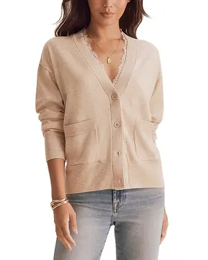 Splendid Georgie Lace Trim Cardigan - Wheat Heather
