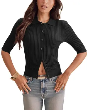 Splendid Georgie Pointelle Polo Top
